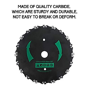 Patioer Chainsaw Tooth 9" Brush Blade and 3 Teeth 10" Steel Grass Brush Cutter Blade with Saw Chain Cutter Weeder Adapter Accessories