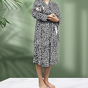 QTECLOR Maternity Robe with Swaddle Blanket, Mommy Robe Hospital Labor Delivery Nightgown Nursing Wear（with Gift Box） (A18 Robe+Swaddle, XL)