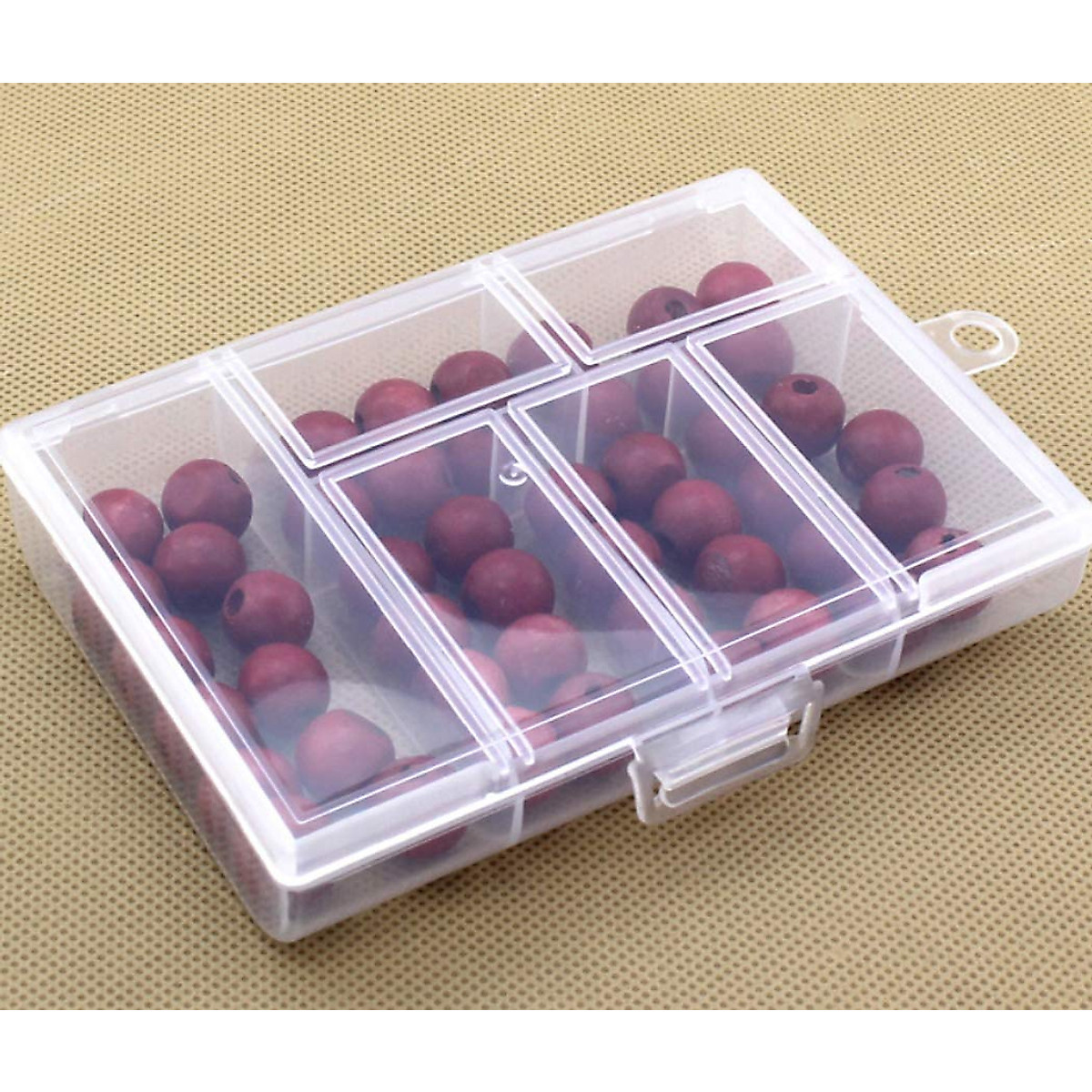 Minitimi 6 Grids Clear Plastic Organizer Box Storage Container Jewelry Box for Fishing Tackles Nail Rhinestones Beads Art DIY Crafts Organizer