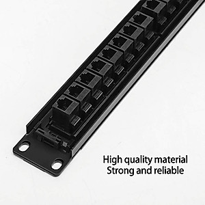 Essenc 19Inch 1U Cabinet Rack Pass-Through 24 Port CAT6 Patch Panel RJ45 Cable Jack Modular Frame
