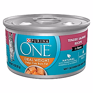 Purina ONE Natural Weight Control Wet Cat Food, Ideal Weight Tender Salmon Recipe - (24) 3 Oz. Pull-Top Cans