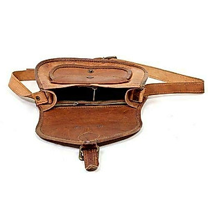 DEENIT'S Vintage Style Brown Full Grain Genuine Leather Sling Bag Satchel And Fable Handmade Purse Womens Crossbody Small Shoulder Bag (7x9x3)