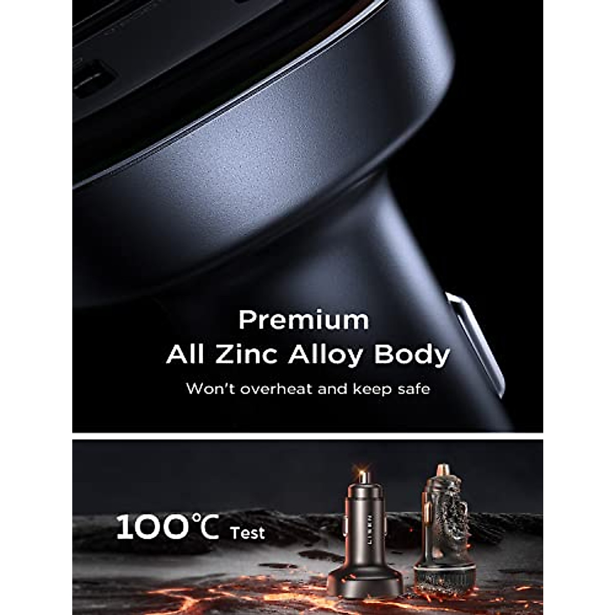 Car Charger USB C, 66W LISEN 3 USB Port [PD 36W+QC 30W] All Metal Car Charger iPhone, Fast Charging Car Adapter Colorful Lighting PD&QC 3.0 for iPhone 14 13 Pro, Samsung S23 iPad MacBook Pro Laptop