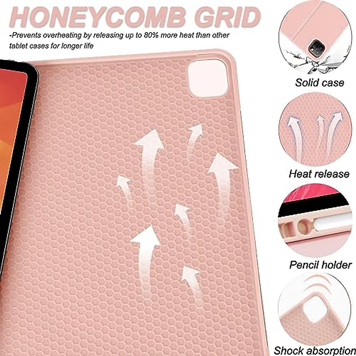 D DINGRICH iPad Pro 12.9 Case with Keyboard - Magnetically Detachable, Backlit, Type-C, Bluetooth Connection, for iPad Pro 6th/5th/4th/3rd Generation 12.9 inch - Pink
