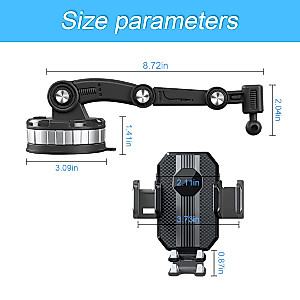 Car Phone Mount, 360° Rotatable Upgraded Phone Holder with Suction Cup for Dashboard, Windshield, Universal for iPhone 13/12 Pro, Pro Max, XS, XR, Samsung, Andriod, More Devices,Car Accessories