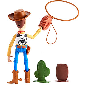 Mattel Toy Story Launching Lasso Woody Talking Feature Figure, Movie Inspired Action Character Doll 9.2-in with 3 Targets, Kids Gift Ages 3 Years & Older