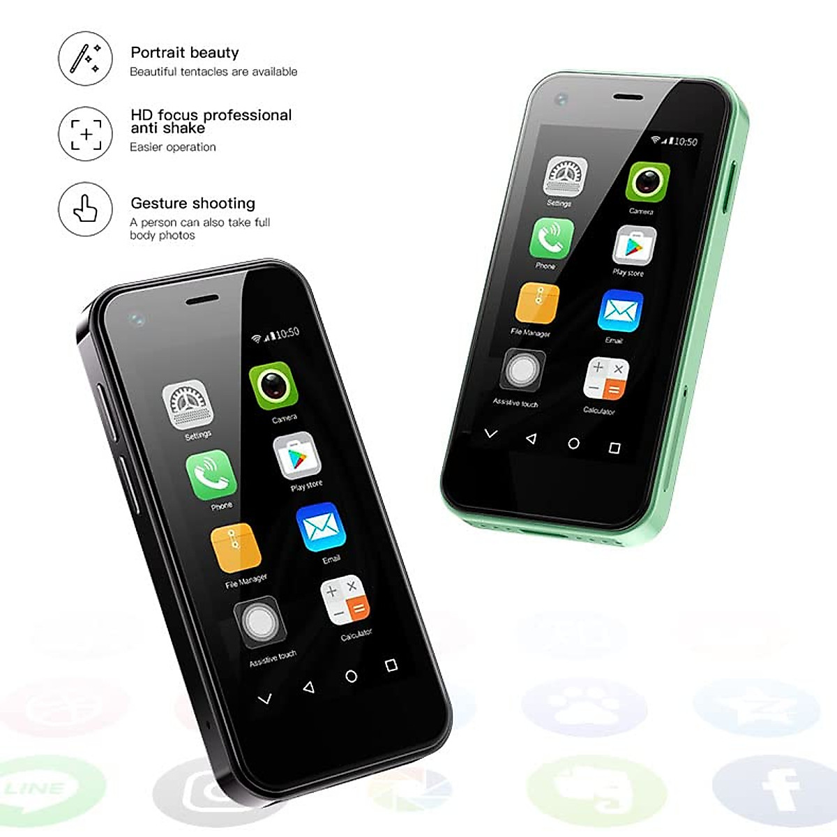 Hipipooo Super Small Mini Smartphone 3G Network 2.5 Inch Mini Phone 1GB+8GB Quad Core Dual SIM Android The World's Smallest Unlocked Kids 3D Glass Pocket Cellphone (Black)