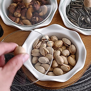 TRESORS Appetizer Plates Snack Bowls Dip Tray 4 Piece Serving Plate Bowl Set Dried Fruit Tray Dip Bowl With Lid Serving Snack Tray Bowl Salad Plates Dinner Plates