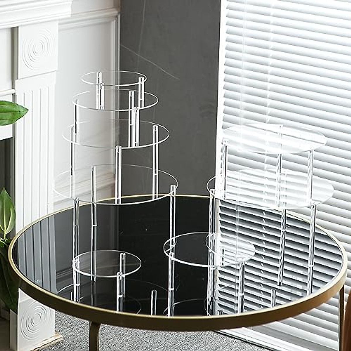 HeiMma 8 pcs Clear Acrylic Cake Stands, Round Cake Cupcake Stand for Dessert Table, Dessert Table Display Set, Buffet Risers for Display for Food, Size: 6” D,8” D,10” D,12” D