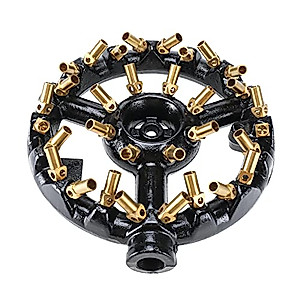 skyehomo Natural Gas Jet Burner for Chinese Wok Range, Grilling, Stir Fry | Bronze Round Nozzle Jet Burner Cast Iron with 32 Brass Tips - Up 160,000 BTU