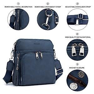 Roulens Crossbody Bag for Women,Lightweight Medium Crossbody Purse Soft Leather Women's Shoulder Handbags with Tassel