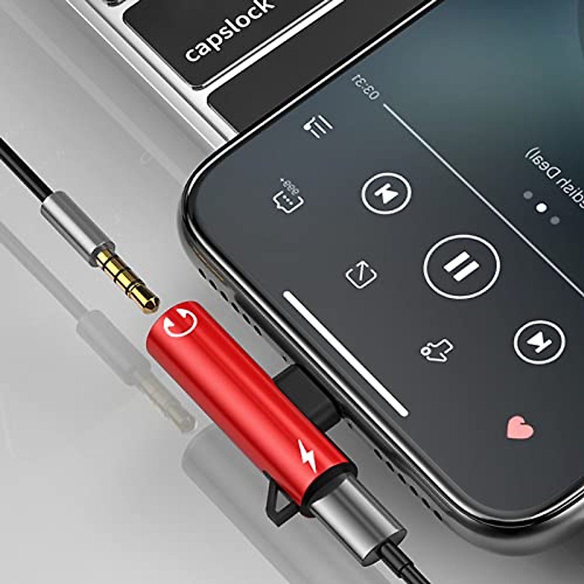 Sanpyl 2Pcs USB C to 3.5mm Audio Adapter, 2 in 1 Type C to 3.5mm Headphone and Charger Adapter ABS Audio Jack Charging Cord for Tablet PC Phones Red