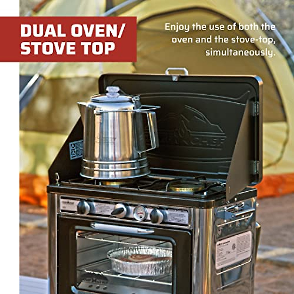 Camp Chef Outdoor Camp Oven, Dimensions with handles: 15 in. L x 25 in. W x 18 in. H