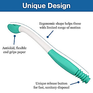 Long Reach Comfort Wipe Toilet Aids Tools, Bottom Wiper, Extends Your Reach Over 15" Grips Toilet Paper or Pre-Moistened Wipes