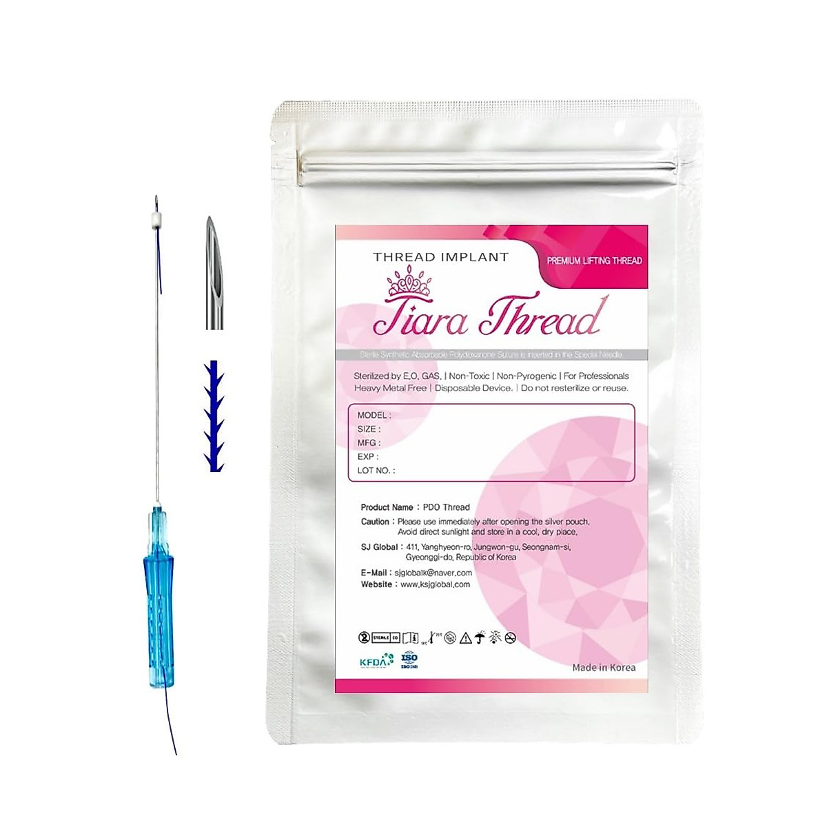 POSD Tiara PDO thread lift KOREA - 360R Bidirection Cog/Sharp (12pcs) (23G60/115)