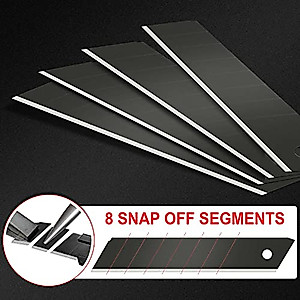HAUTMEC 10pcs 18mm SK2H Ultra Sharp Snap Off Blades, Retractable Black Utility Knife Replacement Blades, Sharper SK2H Heavy Duty Refill Blades, Creative Safety Box, for Box, Carpet, Rope HT0144-BL