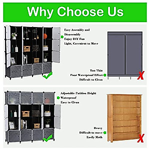 VINGLI Portable Storage Cubes-14 x14 Cube (16 Cubes)-More Stable (add Metal Panel) Cube Shelves, Modular Bookshelf Units, Clothes Cube Storage Shelves, Room Organizer for Cubby Cube