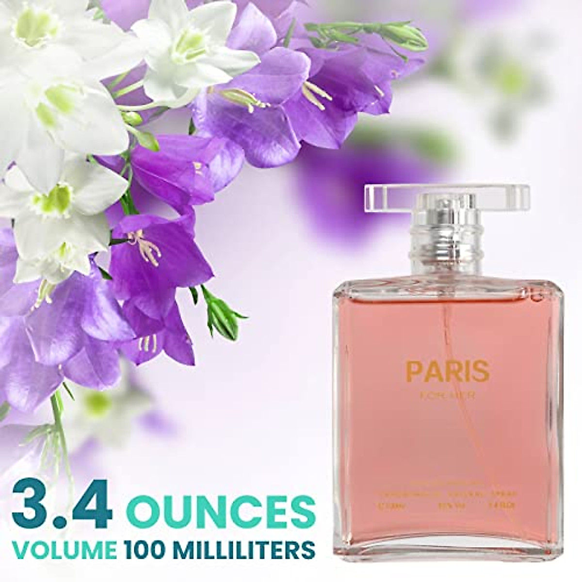 Paris For Her Eau de Parfum Spray Perfume, Fragrance For Women-Daywear, Casual Daily Cologne Set with Deluxe Suede Pouch- 3.4 Oz Bottle- Ideal EDT Beauty Gift for Birthday, Anniversary (3.4) (C)