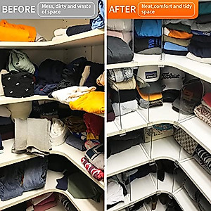 Maotong Clear Closet Shelf Divider 8 Pack, Acrylic Shelf Separator Shelves Organizer for Bedroom Clothes Closet Shelving, Kitchen and Office Shelves