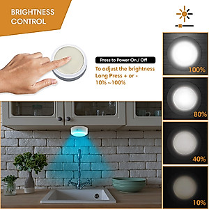 VYANLIGHT Rechargeable Puck Lights with 2 Remotes - 16 Color Changeable LED Puck Lighting - Battery Powered Dimmable Under Cabinet & Counter Lights (6 Pack)