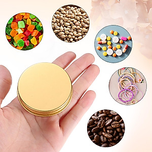 uxcell 2 Oz Tin Cans, 48 Pcs Aluminum Round Tins, Travel Sized Small Metal Tins Cosmetic Sample Containers with Screw Lid for Lotion Bars Beard Balms Candles, Gold