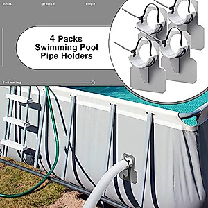 [4PCS]Swimming Pool Pipe Holders,Above Ground Swimming Pool Hose Support Brackets,Stainless Steel Hose Clamps for Anti Puncture,Be used for Anti Tear Preventing Pipes Sagging Accessory—grey
