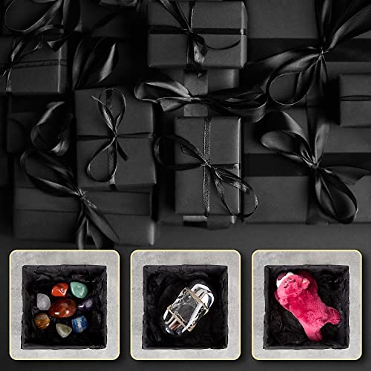 Custry 60 Sheets Black Tissue Paper Gift Wrap Paper Bulk for Graduation, Birthday Party,Arts Crafts,DIY,Halloween(14 x 20 Inch)