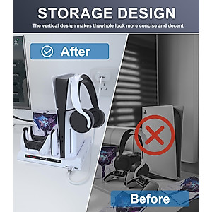 BGGUANG PS5 Slim Cooling Station，Charging Controller，Featuring Three Adjustable Cooling Fan，Compatible with Disc&Digital Editions,It's Playstation 5 Slim Ideal Accessories (grey)