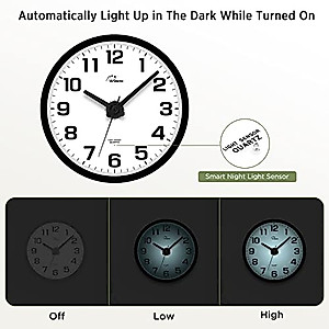 WallarGe Night Light Wall Clock for Bedroom - Silent Lighted up Wall Clock Glow in The Dark, Battery Operated Wall Clocks for Living Room/Kitchen, Easy to Read Large Digital Display, 12 Inch