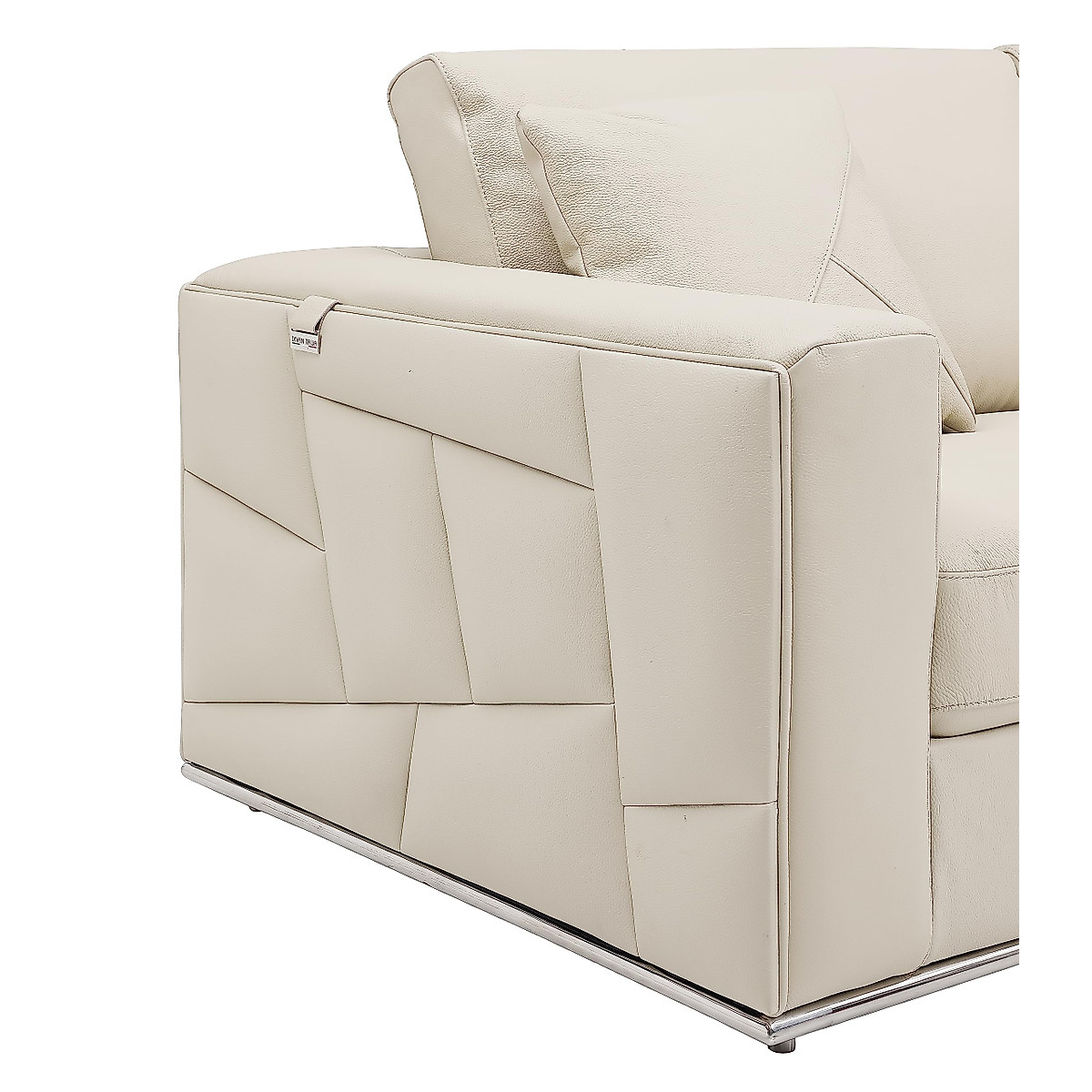 Blackjack Furniture Surton Top Grain Italian Leather Sectional Sofa for Living Room and Home Office, Modern Luxury L-Shaped Couch, 117" W, Right Arm Facing, Beige