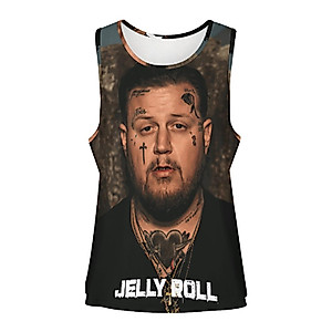 Jelly Rapper Singer Roll Woman's Tops Womens Tank Tops Comfor Table Summer Tops for Teenager Classic Polyester Shirts for Sports Running Daily Walking Top XL