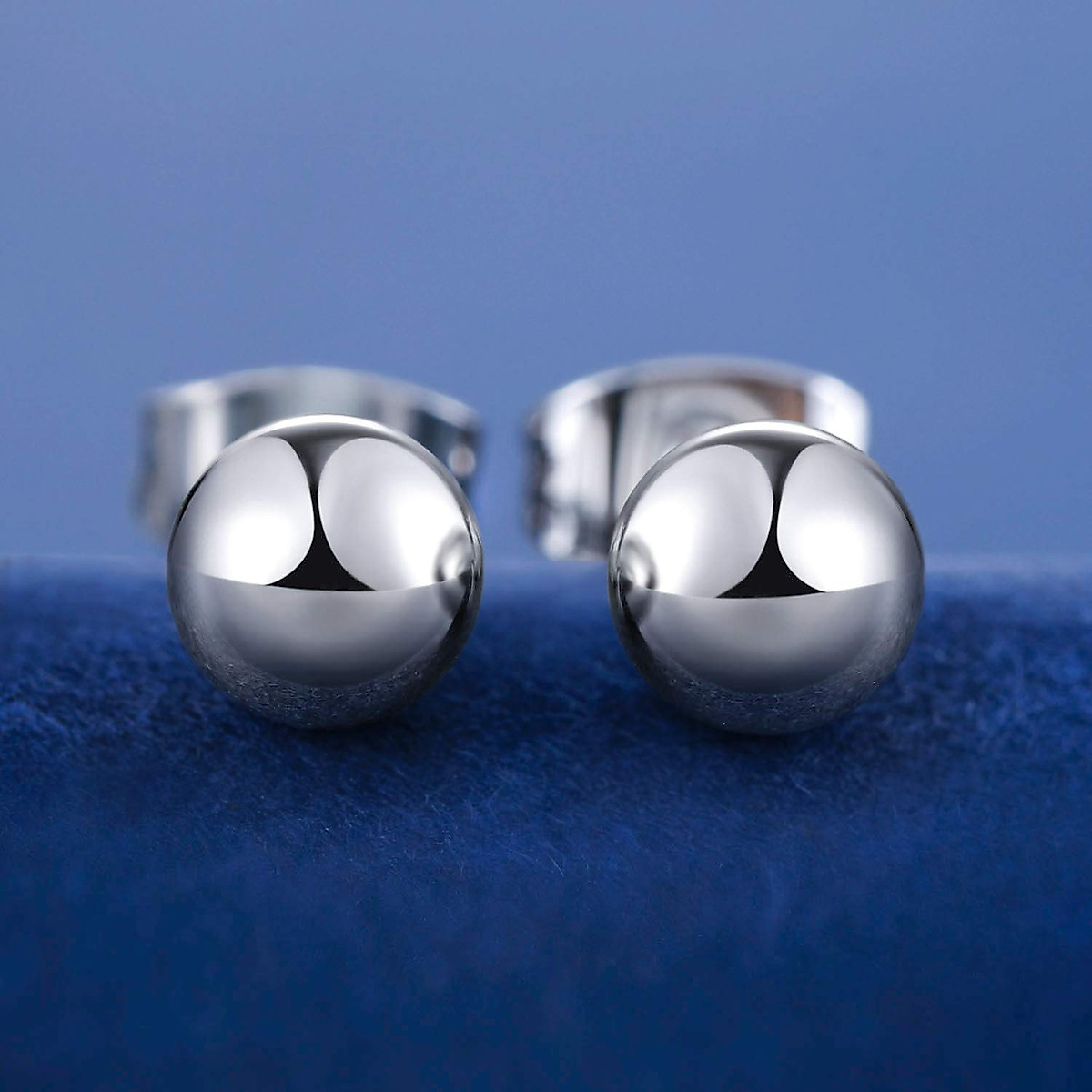 MDFUN 6 Pairs Surgical Stainless Steel Round Ball Stud Earrings Set for Women Men 3-7mm