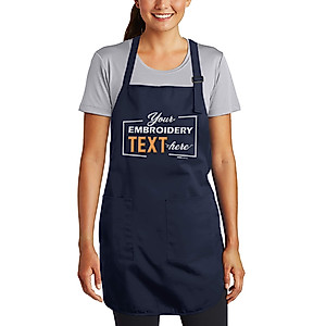 TEEAMORE Personalized Embroidered Aprons for Women Men Add Your Text Chef Kitchen Grill Custom Apron
