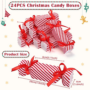 LEMESO 24PCS Christmas Candy Boxes, Xmas Paper Boxes with Ribbon Candy for Sweets, Chocolate, Decoration Gift Boxes Party Favor Boxes for Xmas, Wedding Party Wrap Bag