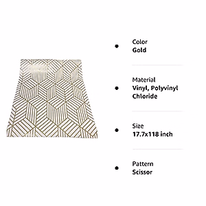Gold and Beige Geometry Stripped Hexagon Adhesive Decorative Contact Paper Removable Shelf Drawer Liner Sticker Vinyl Film Wall Arts and Crafts Decor 17.7 inch by 9.8 Feet(Gold)