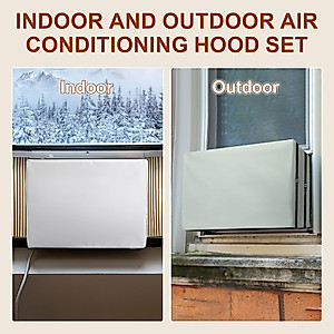 Nkiy Quen 2 Pack Insulation Window Air Conditioner Cover Set-Adjustable Waterproof Window AC Unit Covers for Winter-Window AC Protectors 20.5"x15.7"x4.4" for Inside and 20.5"x15.7"x15.7" for Outside