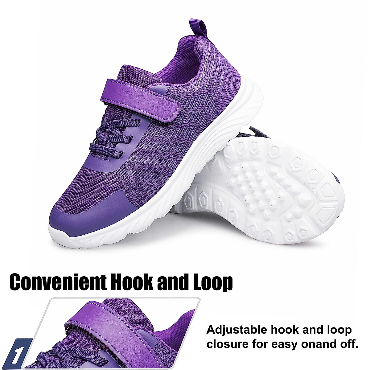 Raoendis Kids Shoes Girls Sneakers Sports Running Shoes Slip on Athletic Shoes Purple Big Kid Size 1
