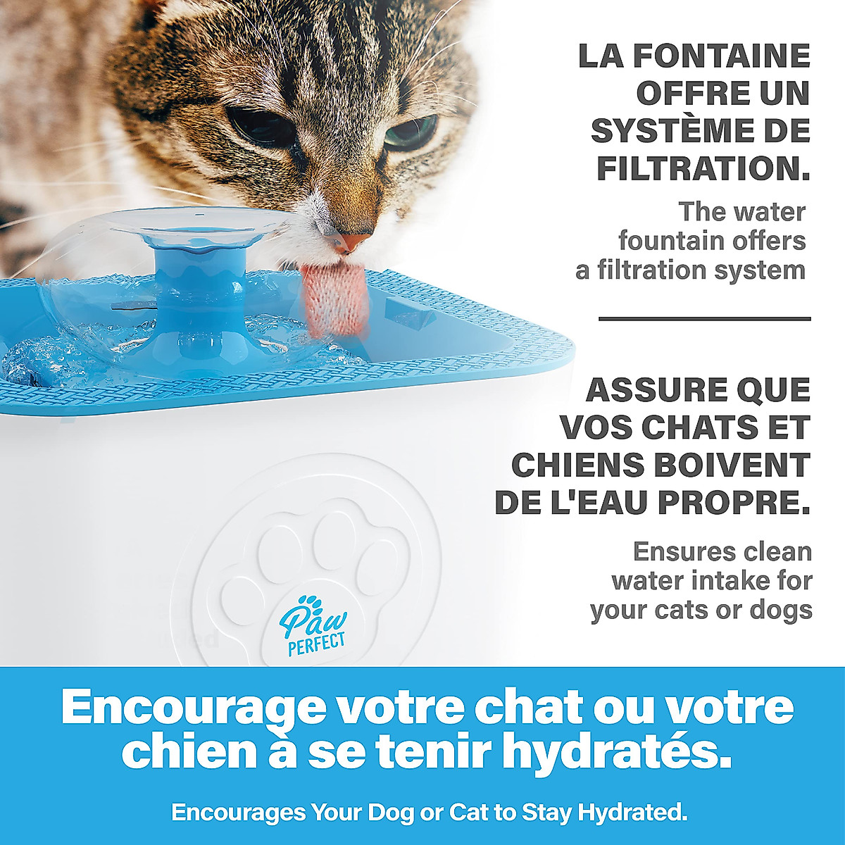 Pet Water Fountain, Dog Cat Water Fountain 84oz/2.5L, Automatic Ultra Quiet Pet Water Fountain Water Dispenser, Dog Bowl Dispenser with Super Long Life Span Pump, 3 Triple Filters, White