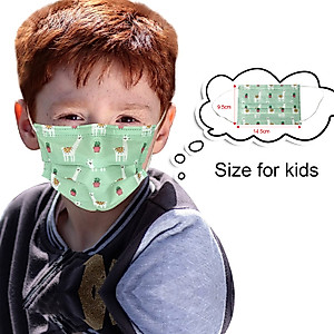 Iscoon Kids Face Mask Disposable Alpaca Print Children Breathable Safety Masks with Adjustable Nose Clip(50 Pack)