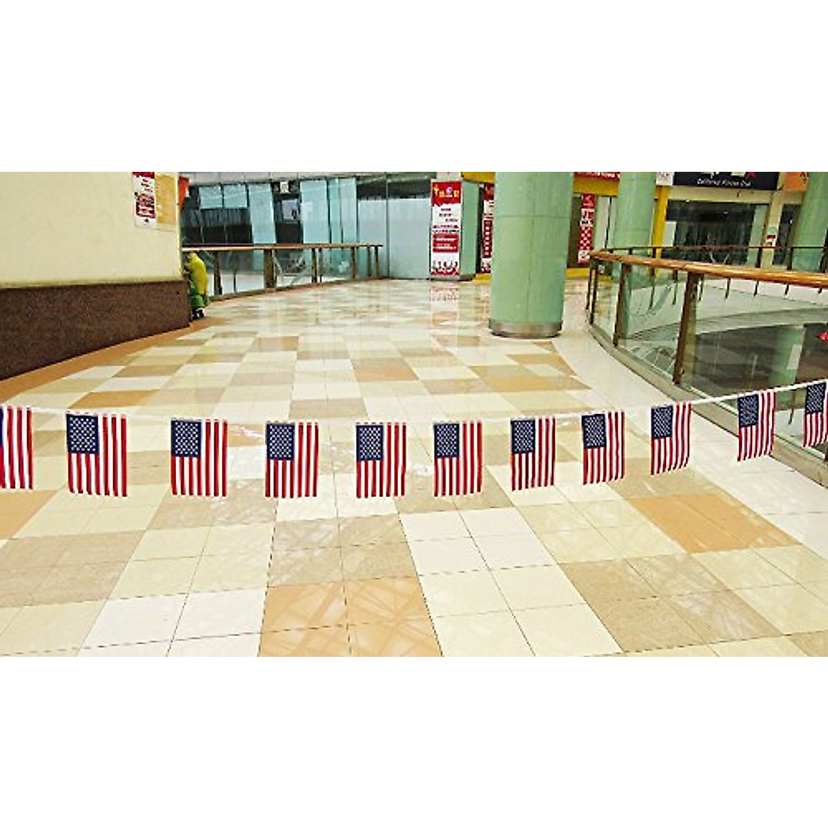 200' Bulk Deluxe Fabric American Flag Pennant Banner (4 Strings of 50') - 200 U.S. Flags for 4th of July, Memorial Day and Veteran's Day