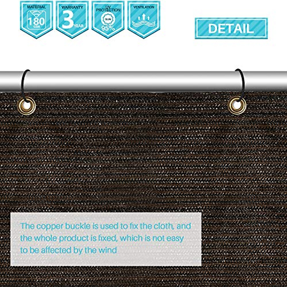 Coarbor Outdoor Pergola Replacement Cover Shade Canopy Permeable with Grommets Weight Rods 9'x16' Brown for Patio Deck Gazebo