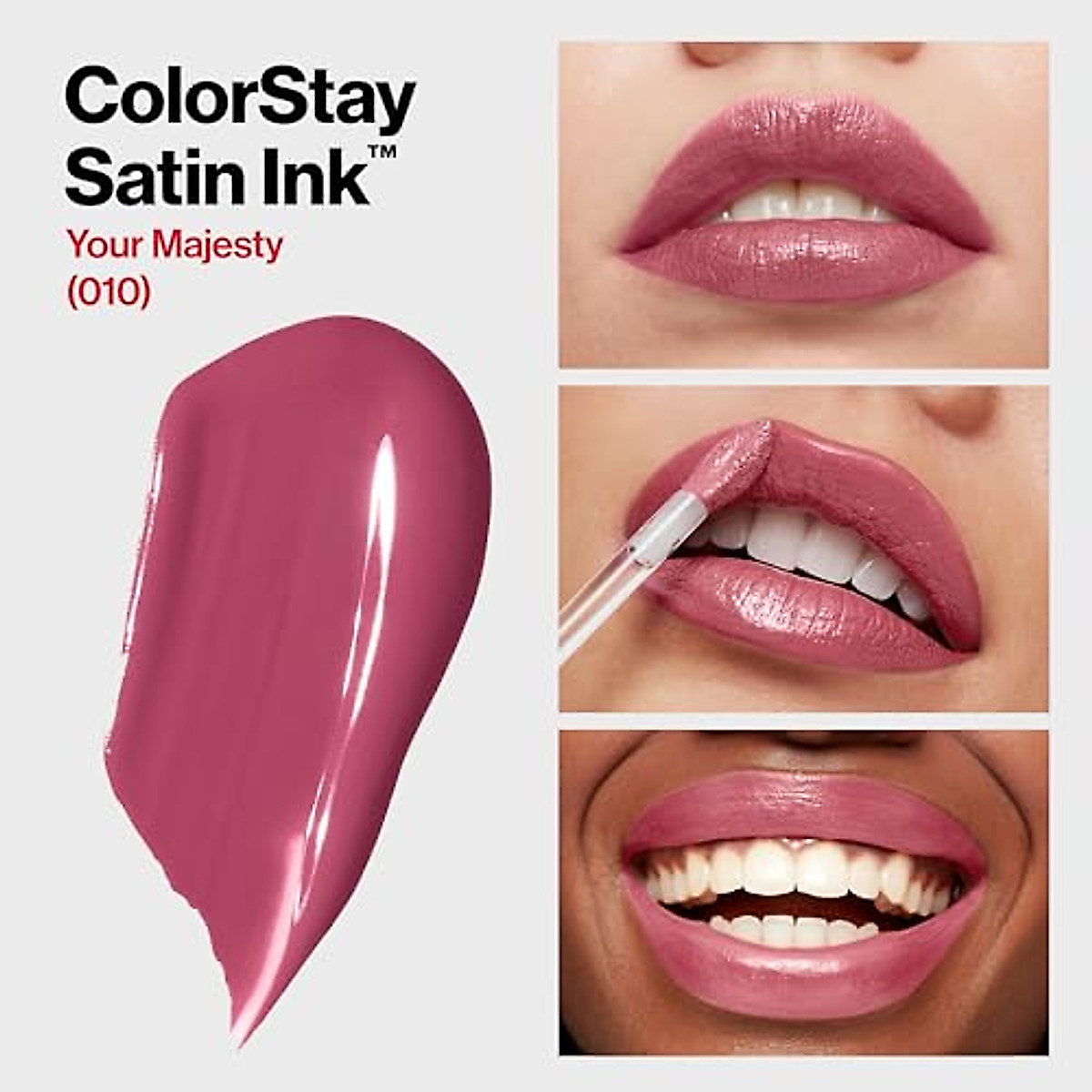 Revlon ColorStay Satin Ink Liquid Lipstick, Longwear Rich Lip Colors, Formulated with Black Currant Seed Oil, 010 Your Majesty, 0.17 fl oz