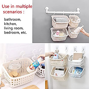 Doitxue 3PCS Hanging Plastic Storage Basket/laundry Basket Plastic/Baskets for Organizing, Bathroom Kitchen Dorm Room Bedroom Small Storage Basket 10.6" × 8.6" × 6.1" (Beige)