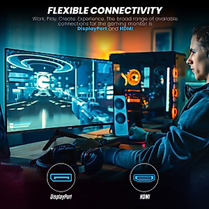 GTek 240Hz Gaming Monitor, 27 Inch Frameless Display Full HD 1920 x 1080P, Curved 1800R, VA 1ms MPRT, FreeSync, Speakers, DisplayPort/HDMI, VESA - F2740C