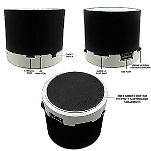 2 Acuvar Wireless Rechargeable Mini Speaker Pods with Micro SD Card Reader and USB Compatibility (Red & Black)