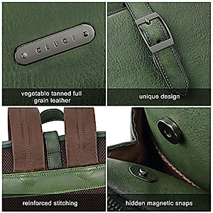 CLUCI Vegetable Tanned Full Grain Women Leather 15.6 Inch Laptop Backpack Carry on Backpack Flight Approved for Travel