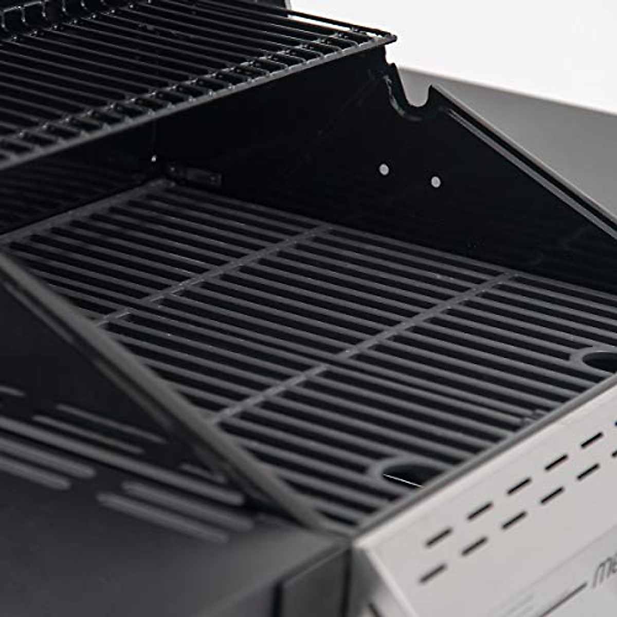 Megamaster 720-0864MA 2 Burner Propane Barbecue Gas Grill, for Camping, Outdoor Cooking, Patio, Garden Barbecue Grill, 28000 BTUs, with Foldable Side Table, Silver and Black