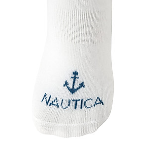 Nautica Women's No Show Stretchy Sport Liner Socks with Non Slip Grip (6 Pack), Size 4-10, All White
