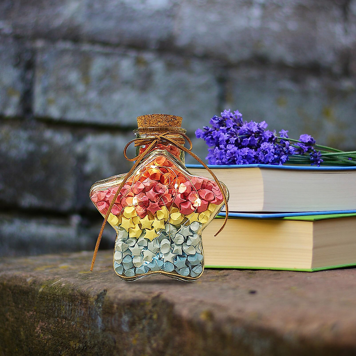 Luxshiny Glass Cork Bottle 4 Pcs Small Glass Jars with Cork Lids Heart and Star Shaped Candy Jars Cookie Jars Clear Storage Container Jars Wishing Bottles Drift Bottles Glass Lucky Bottle