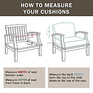 Aoodor 24'' x 24'' Outdoor Deep Seat Chair Cushion Set，Olefin Fabric Slipcover and Sponge Foam- Green (Set of 2 Seats, 2 Backs, 2 Pillows)